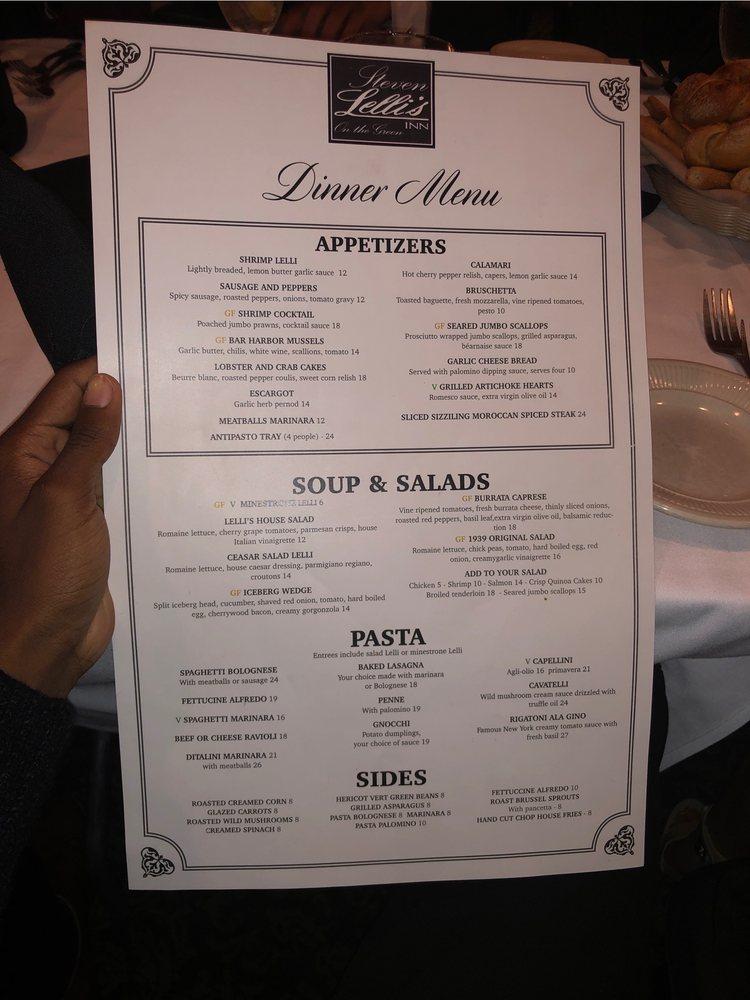 Menu at Steven Lelli's Inn On the Green steakhouse, Farmington Hills
