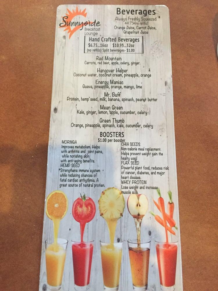 Menu at Sunnyside Breakfast Lounge pub & bar, Mesa