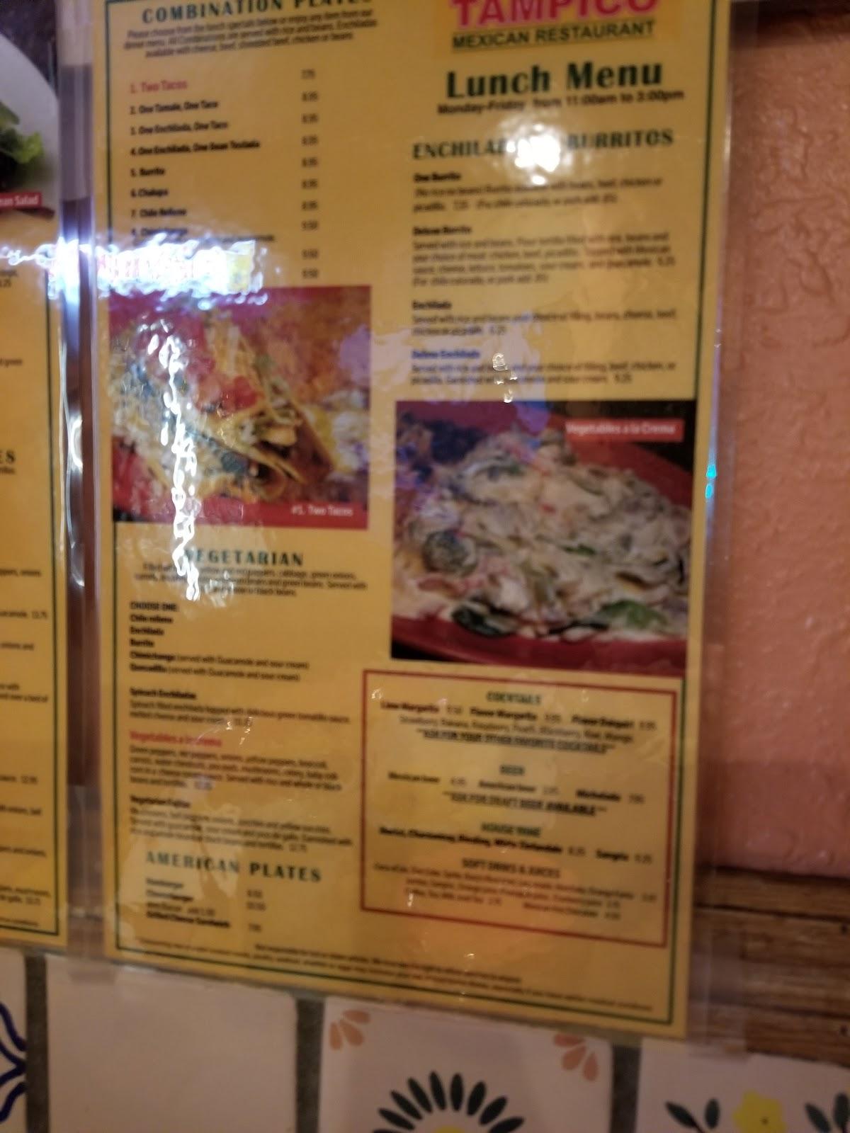Menu at Tampico Mexican Restaurant, Everett