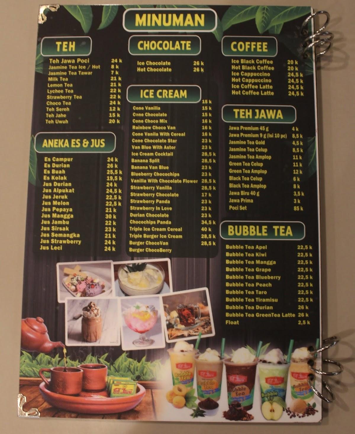 Menu at Teh Jawa Resto restaurant, Pekalongan, Jl. Dr. Sutomo No.168