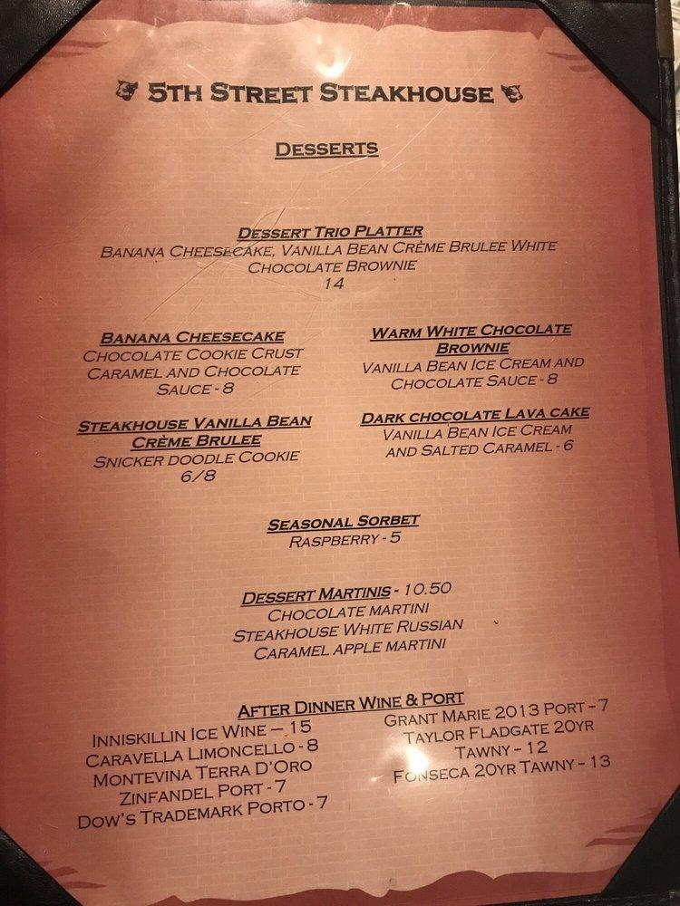 Menu at 5th Street Steakhouse, Chico