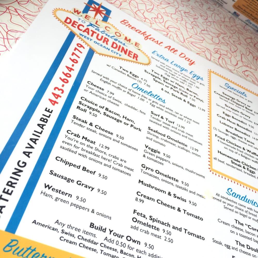 Menu at Decatur Diner restaurant, West Ocean City