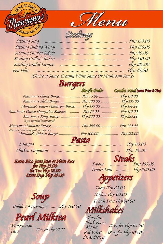Menu at El Garaje restaurant, Taguig