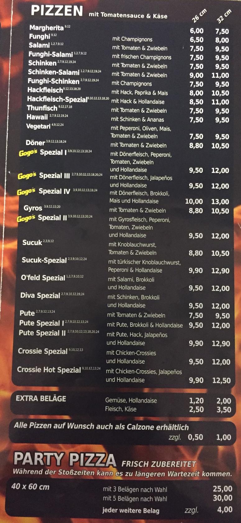 Menu at Gogos Grill fast food, Rendsburg