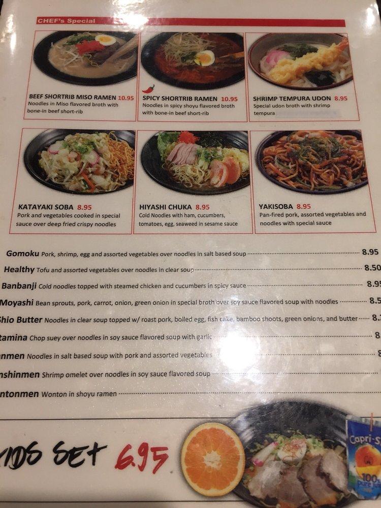 Menu at Kiraku restaurant, Gardena