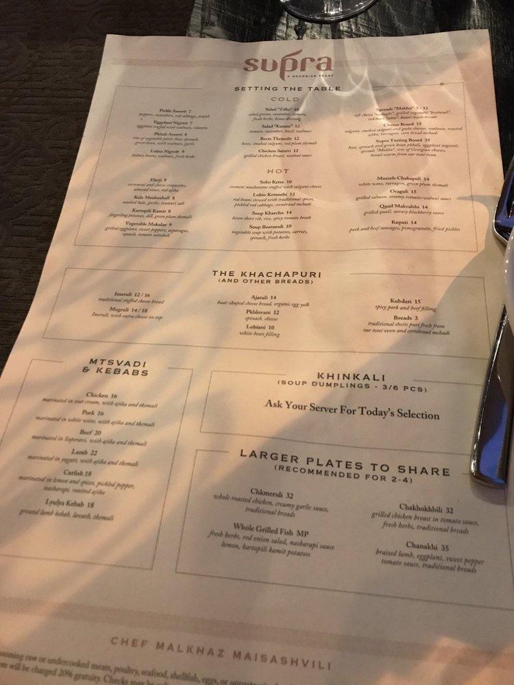 Menu at Supra pub & bar, Washington