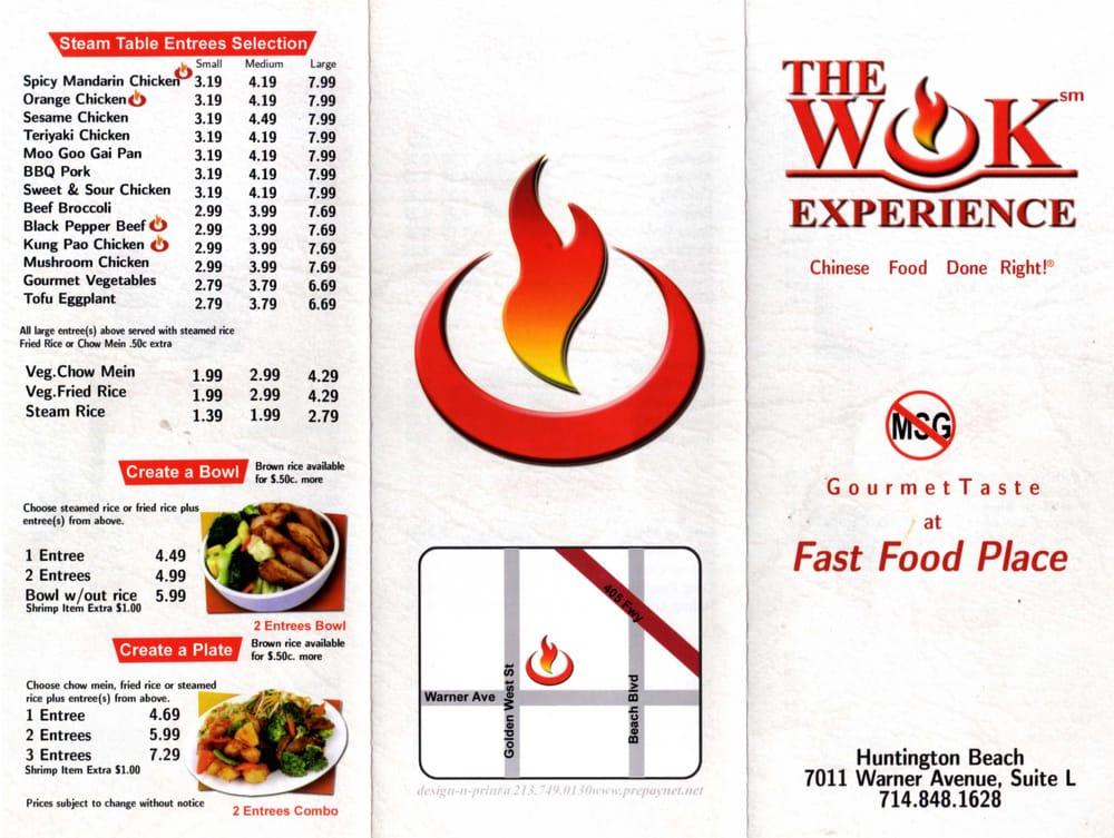 Menu at Wok Experience restaurant, Huntington Beach