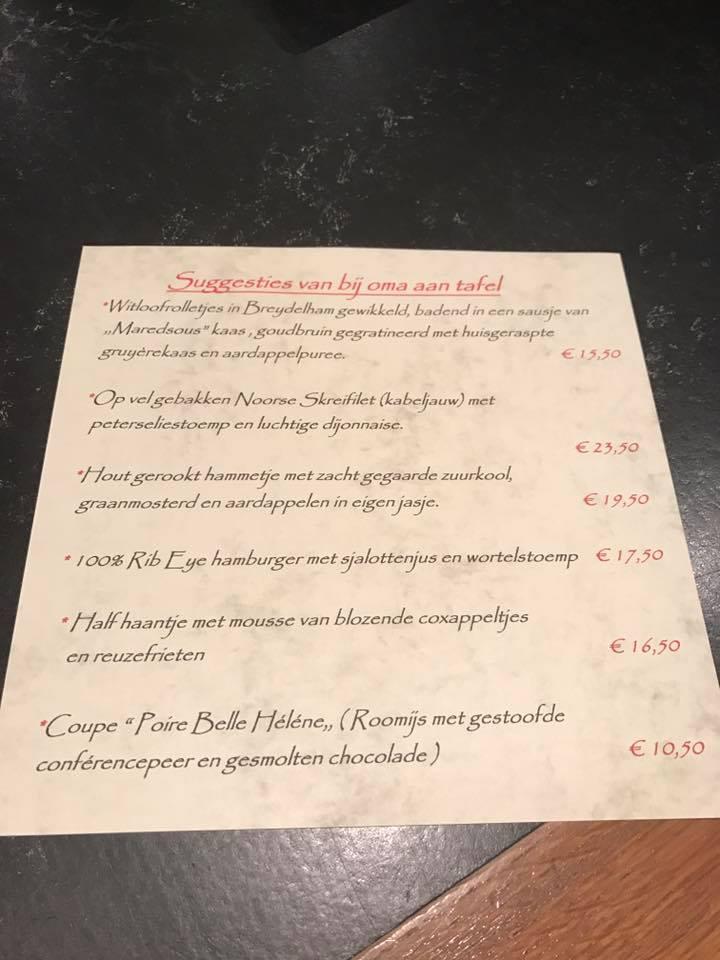 Menu at Diest Grand Cafe Casino, Diest