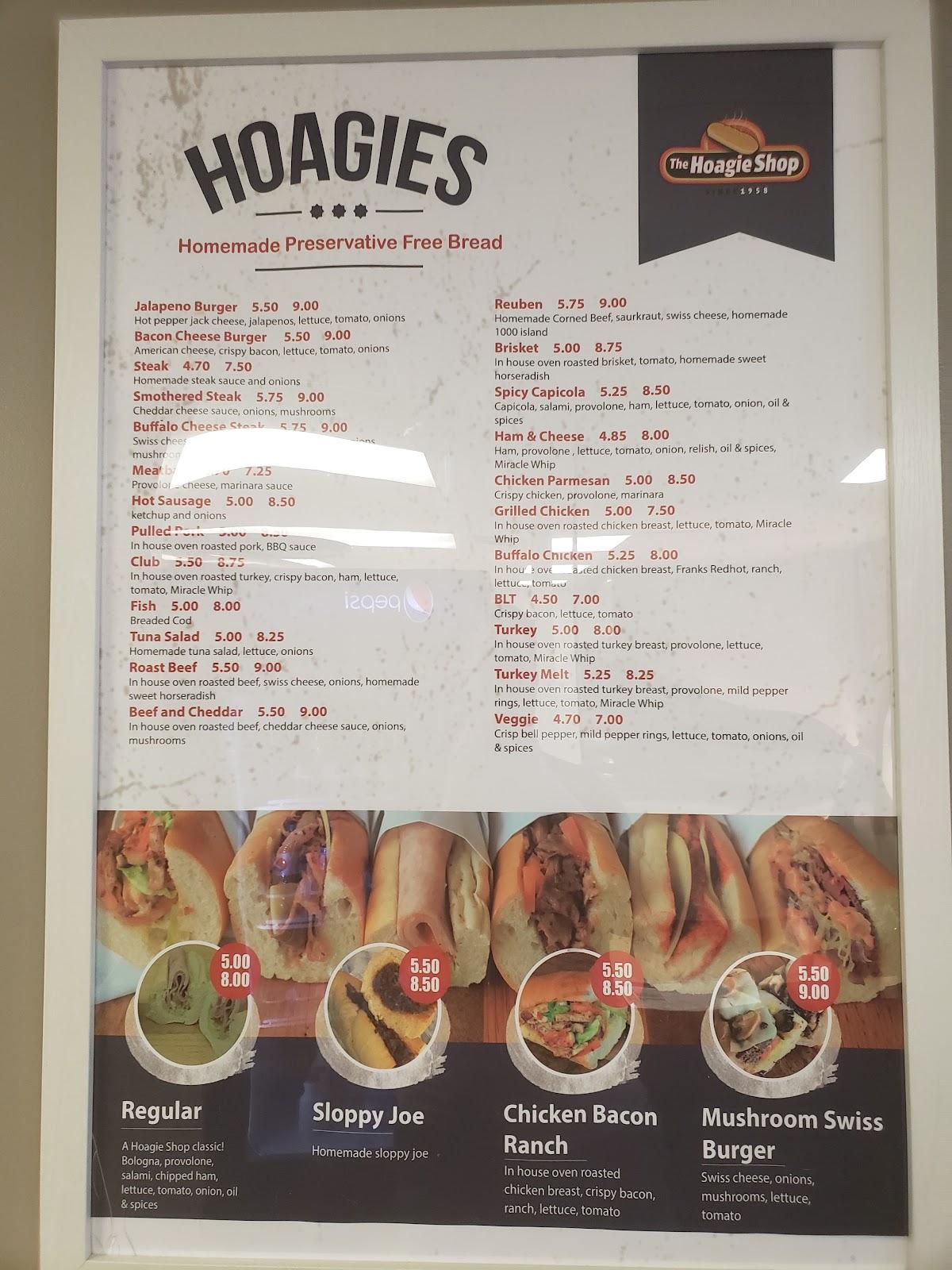 Menu at Hoagie Shop restaurant, Butler, 100 Point Plaza