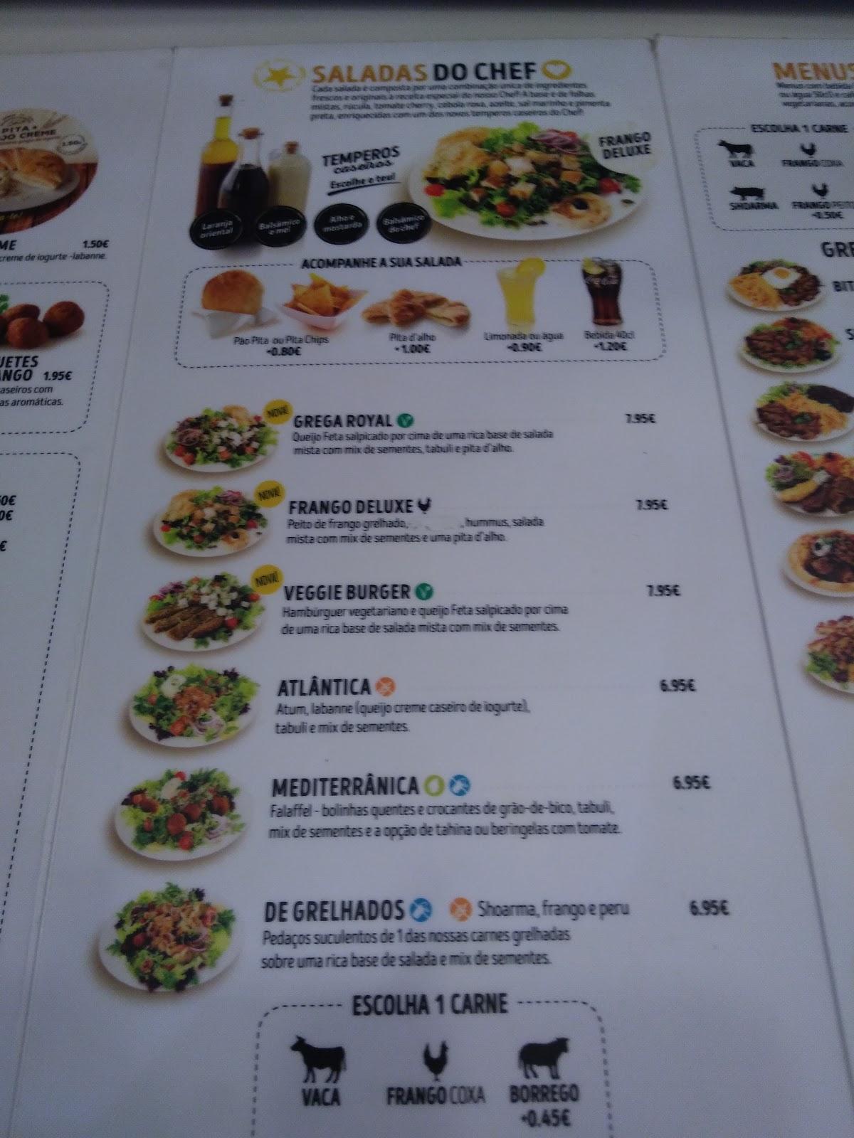 Menu at Joshua's Shoarma Grill restaurant, Braga, R. dos Congregados 156