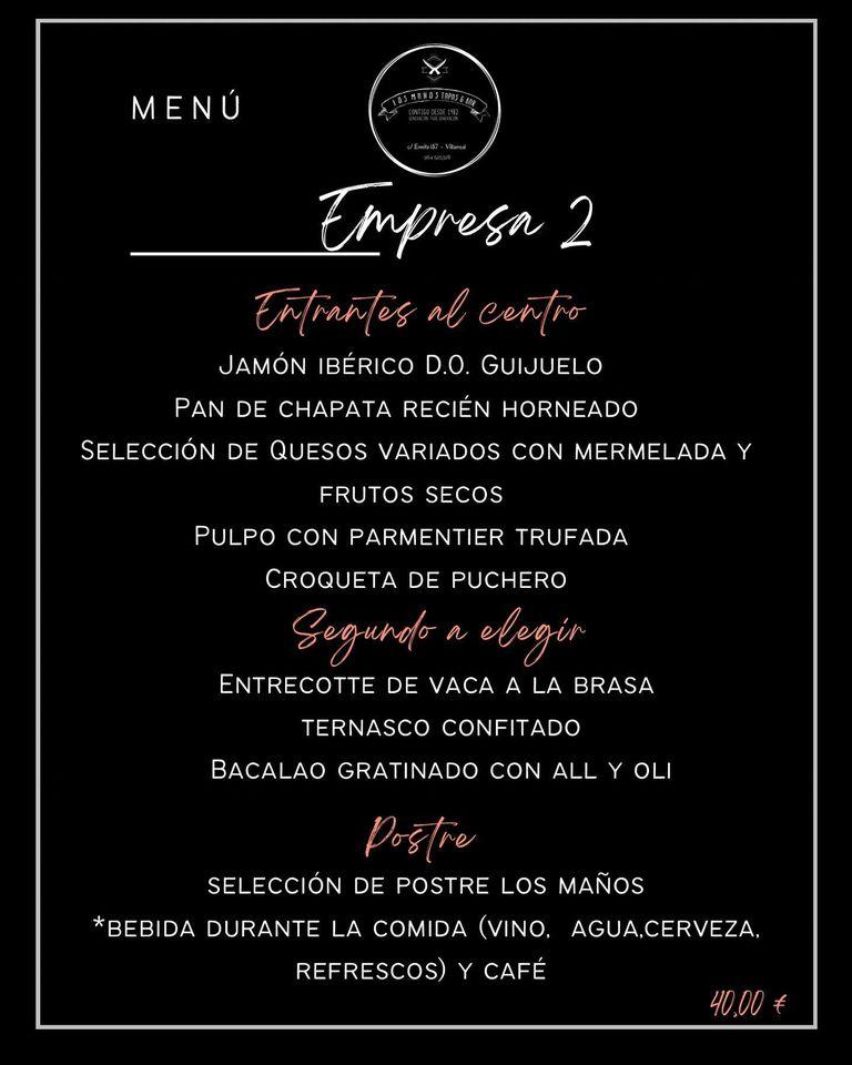 Carta del restaurante Mesón Los Maños, Vila-real, Ermita