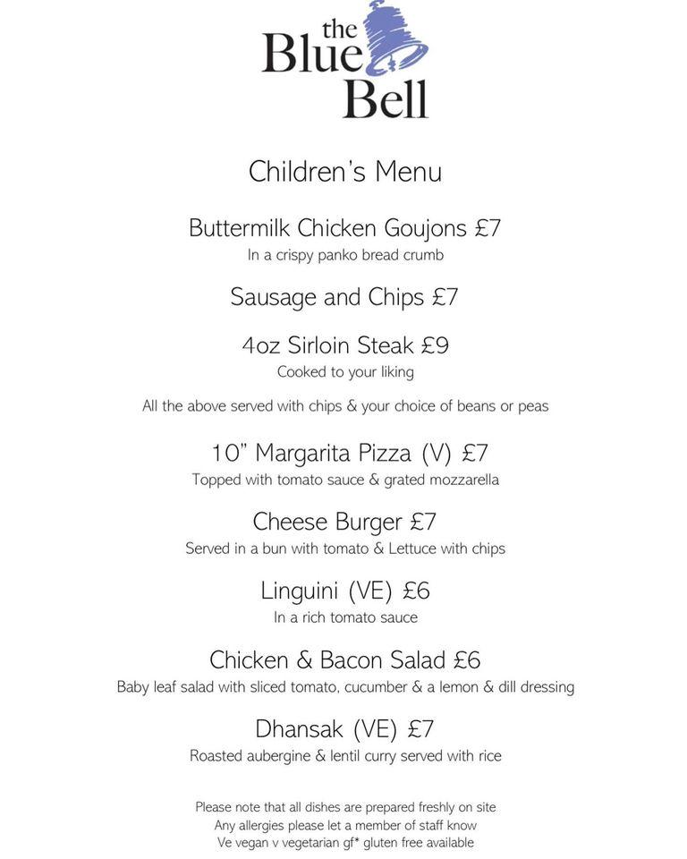 Menu at The Blue Bell Bistro pub & bar, New Quay