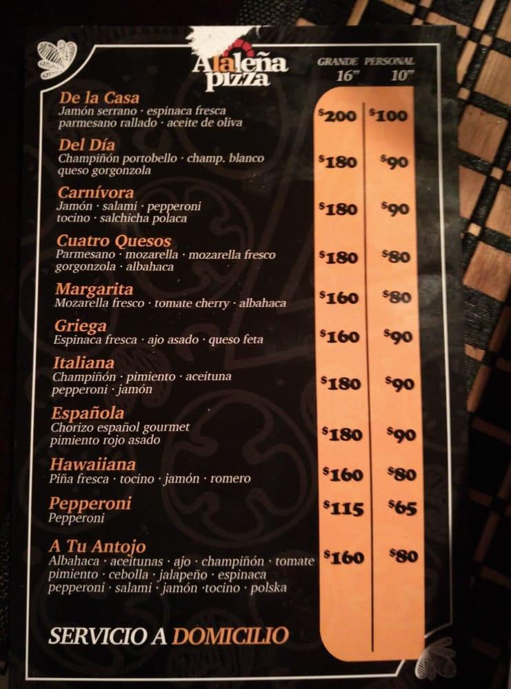 Menu at Wood-fired pizza pizzeria, Mexicali, Calz. Cetys 1590
