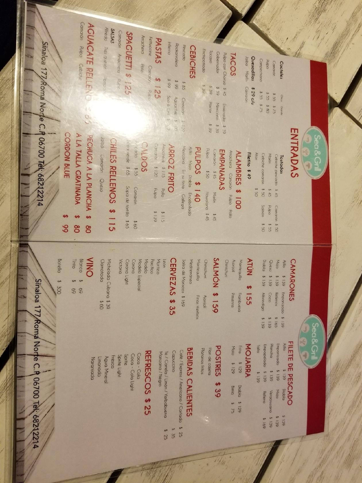 Menu at ZEA Bistro restaurant, Naucalpan