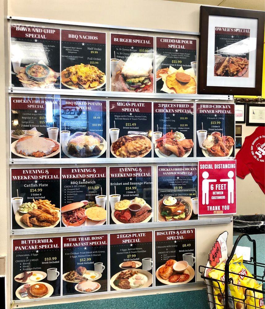 Menu at J&J BBQ & Burgers, Lago Vista