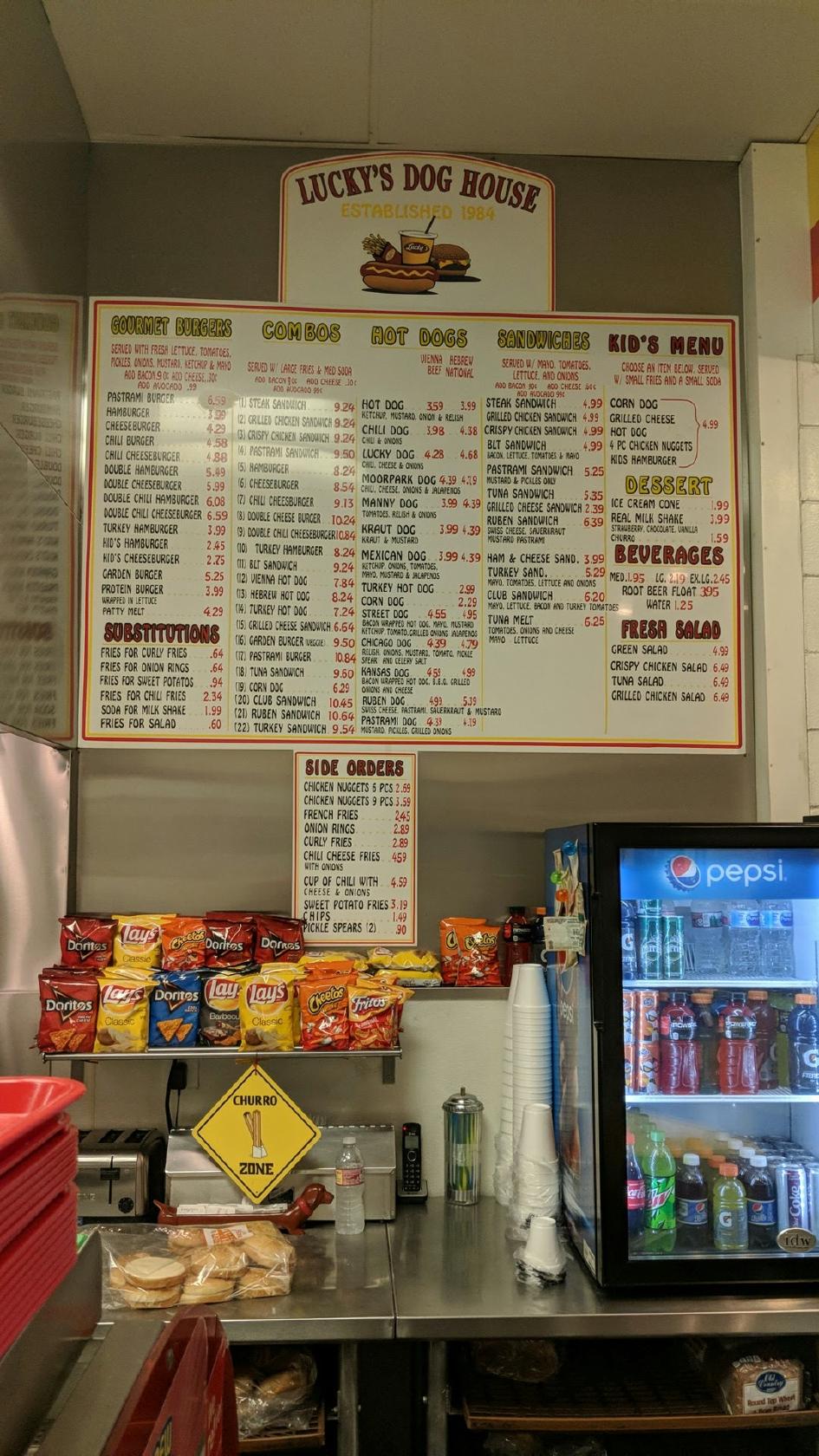 Menu at Lucky's Dog House restaurant, Thousand Oaks