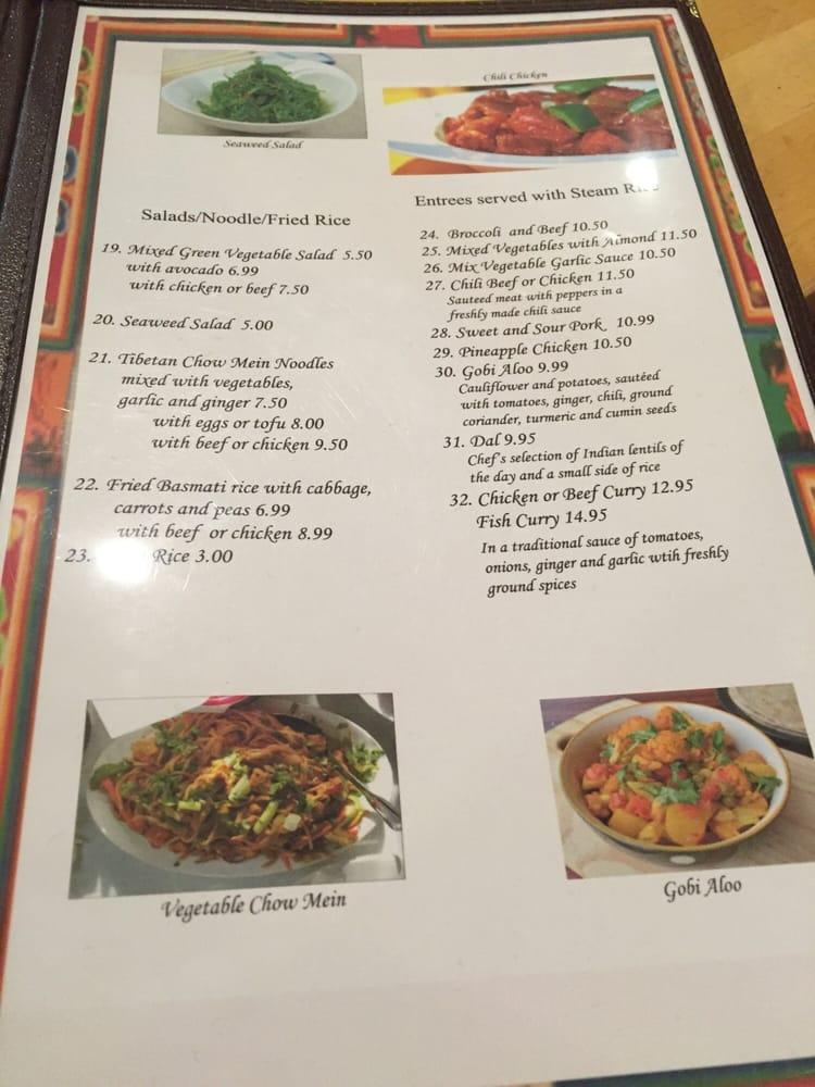 Menu at Mandala Restaurant - Tibetan, Japanese and Indian, Ojai