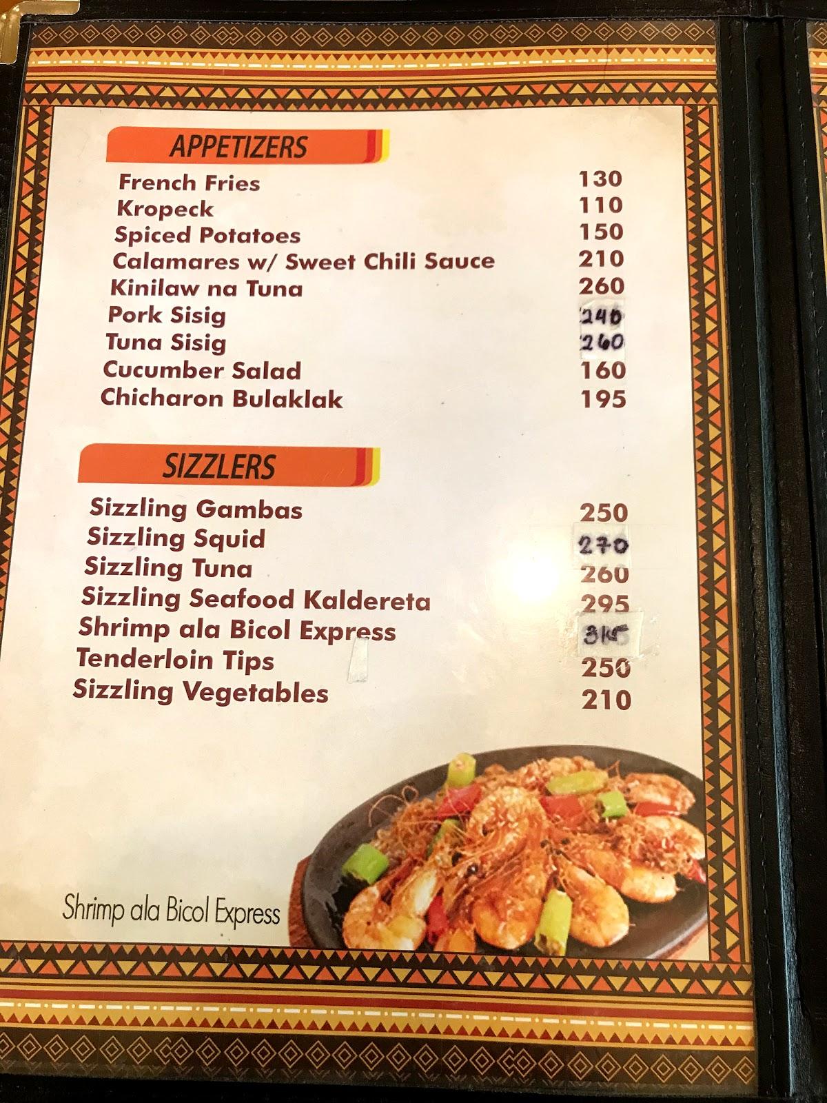 Menu at TRIBOO GRILL restaurant, Naga, 32 Mayon Ave