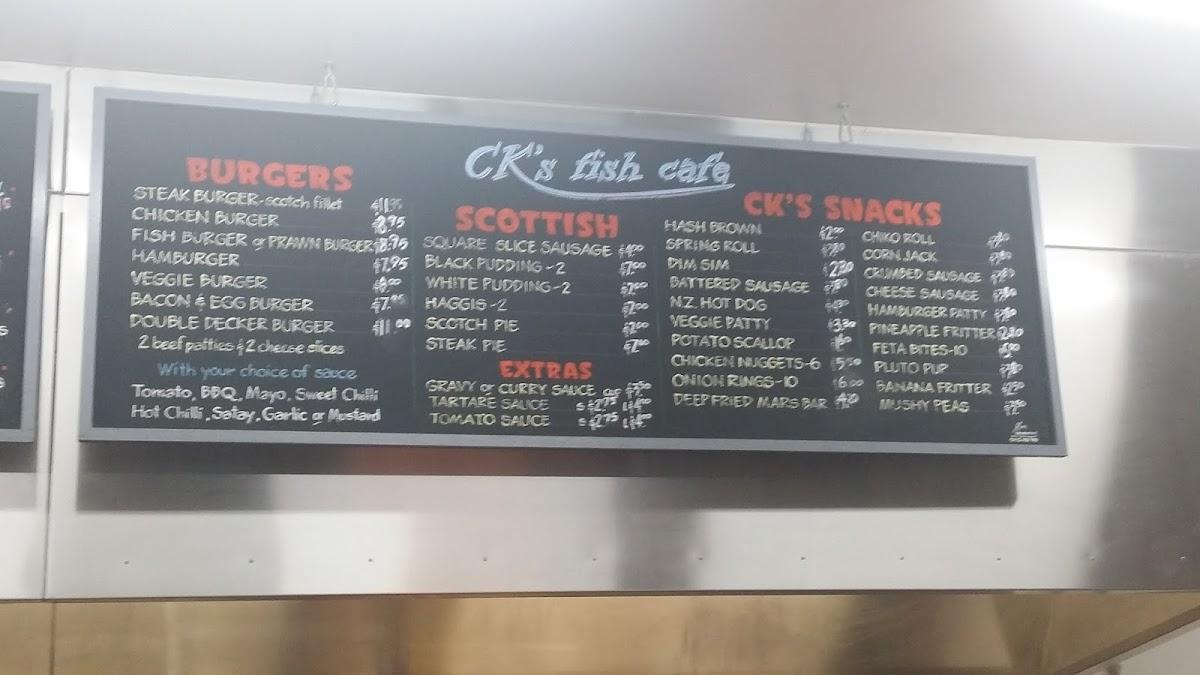 Menu at CK's Fish Cafe, Pearsall, 155 Willespie Dr