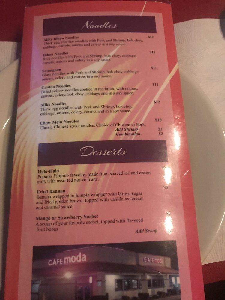Menu at Cafe Moda, Las Vegas, S Jones Blvd #24