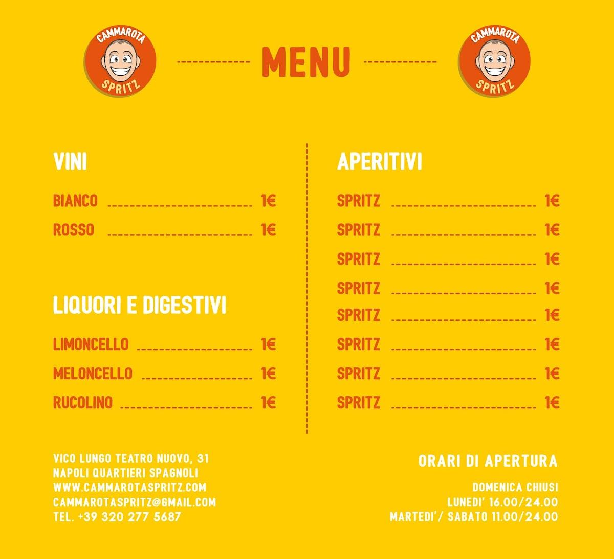 Menu da Cammarota Spritz pub & bar, Napoli
