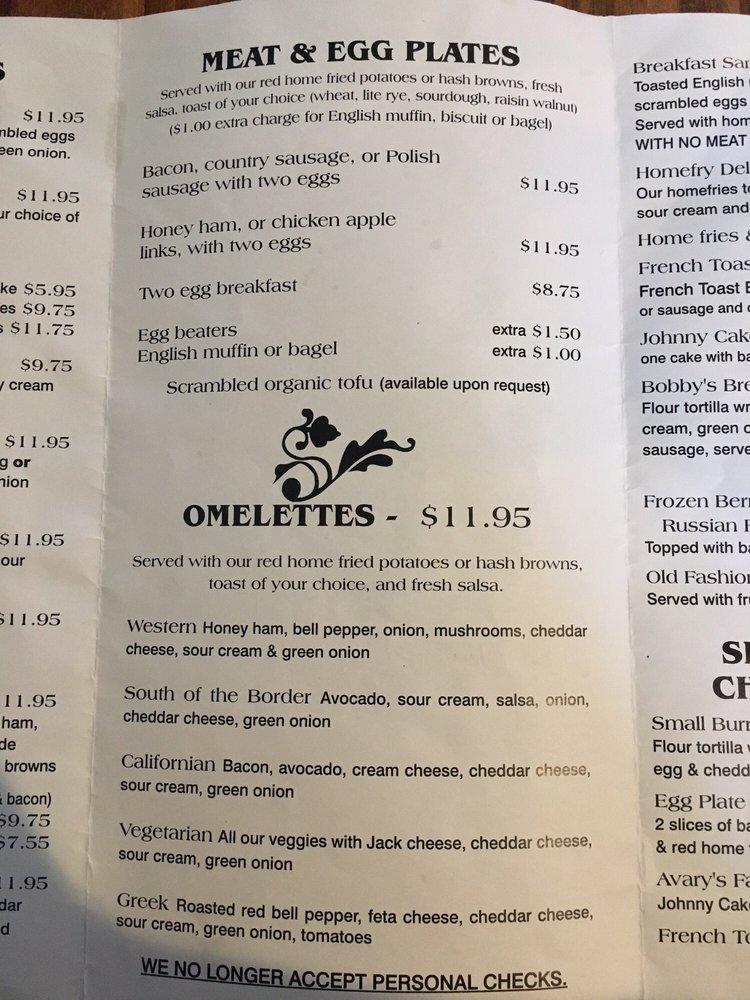 Menu at Ellie's Mutt Hut restaurant, Ukiah