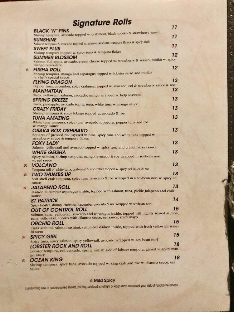 Menu at Fusha Asian Bistro & Sushi restaurant, Metuchen