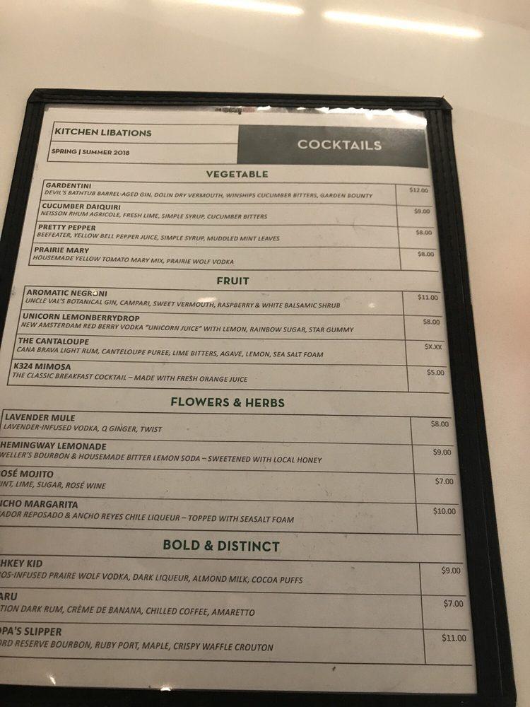 Menu at Kitchen No. 324 restaurant, Oklahoma City, 324 N Robinson Ave