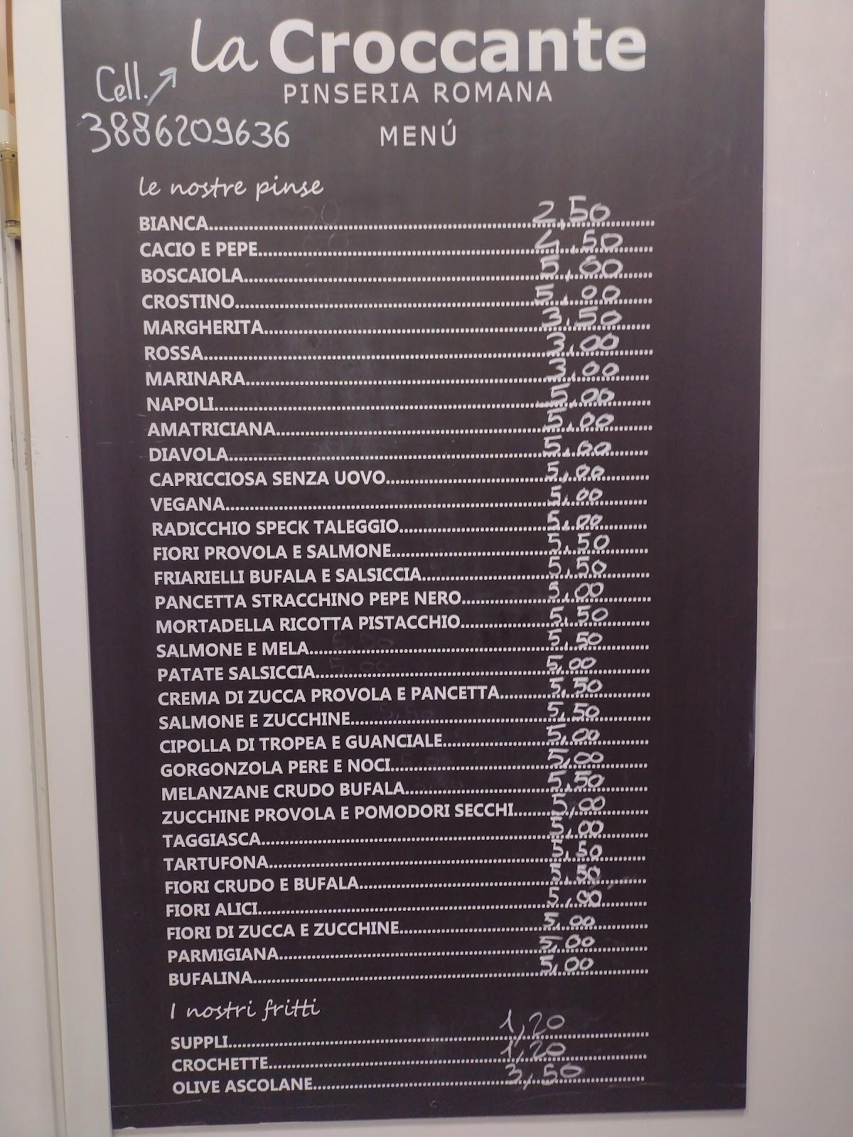 Carta del restaurante La Croccante Pinseria Romana, Roma