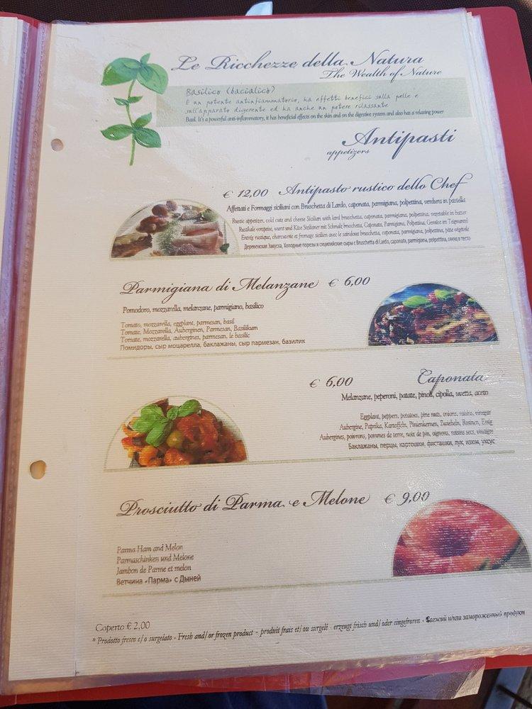 Menu at La Taverna Dell'Etna restaurant, Castelmola