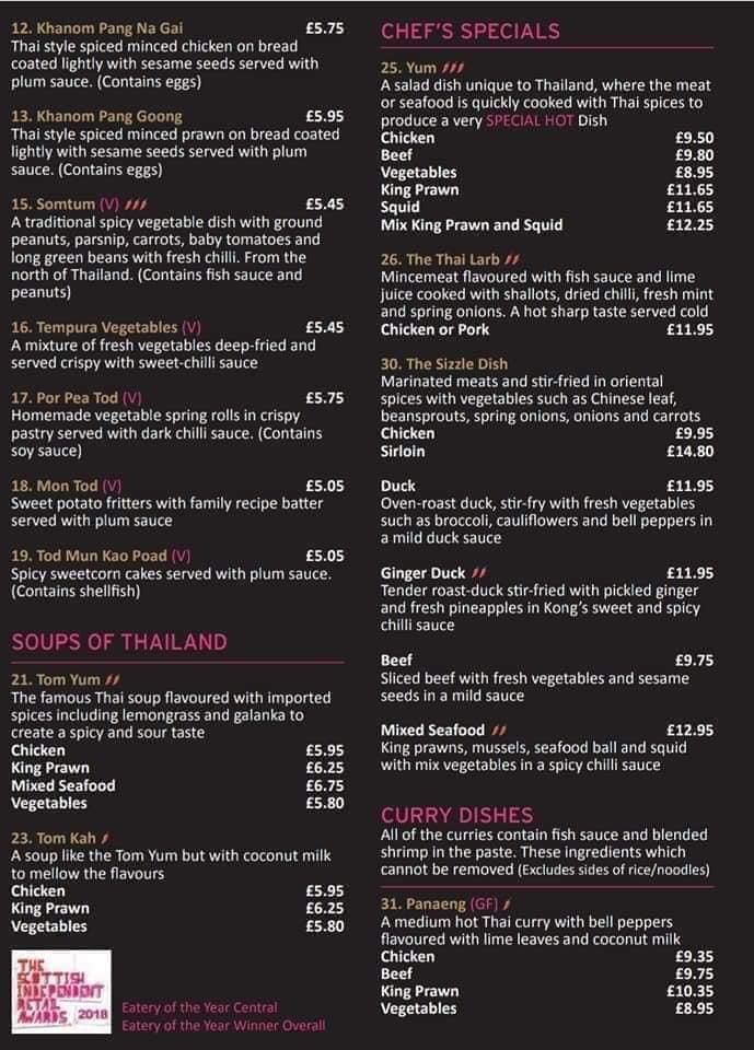 Menu at Mae Ping Thai Dining restaurant, Perth
