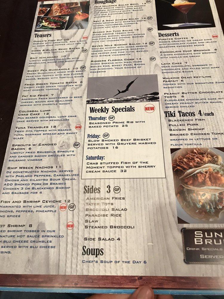 Menu at Outriggers Tiki Bar & Grille, New Smyrna Beach