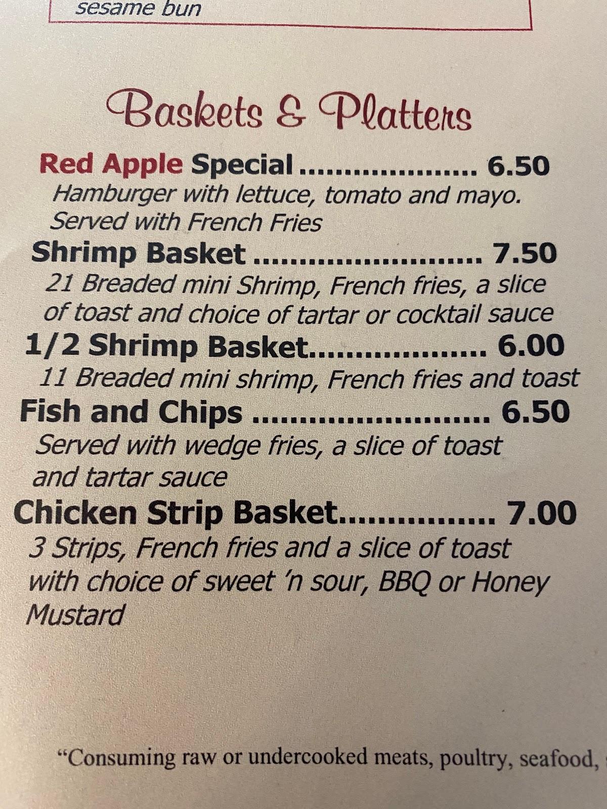 Menu at Red Apple Cafe, Mahnomen