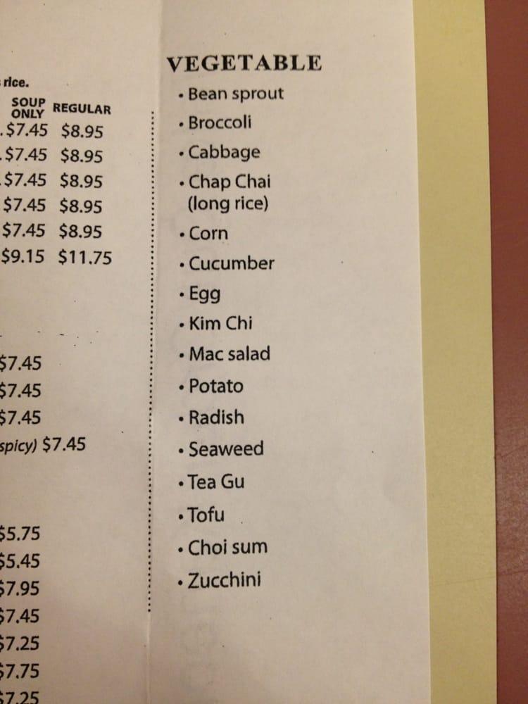 Menu at Tasty Korean BBQ, Kaneohe
