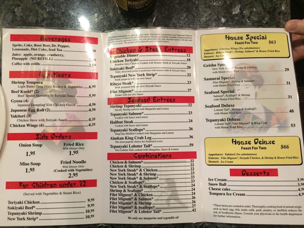 Menu at Tepanyaki Japanese Steakhouse & Sushi Bar, Grand Junction