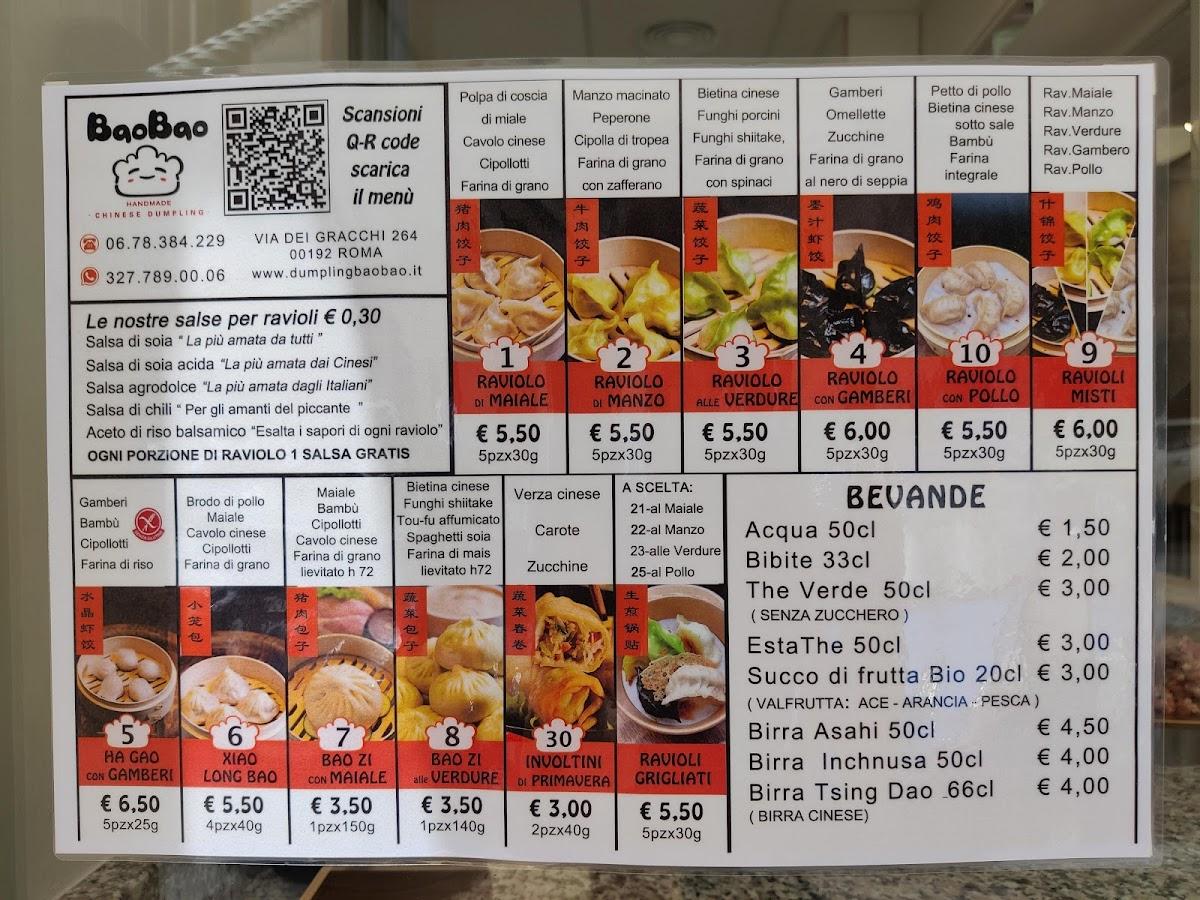 Menu da Bao Bao Prati - Ravioleria ristorante, Roma