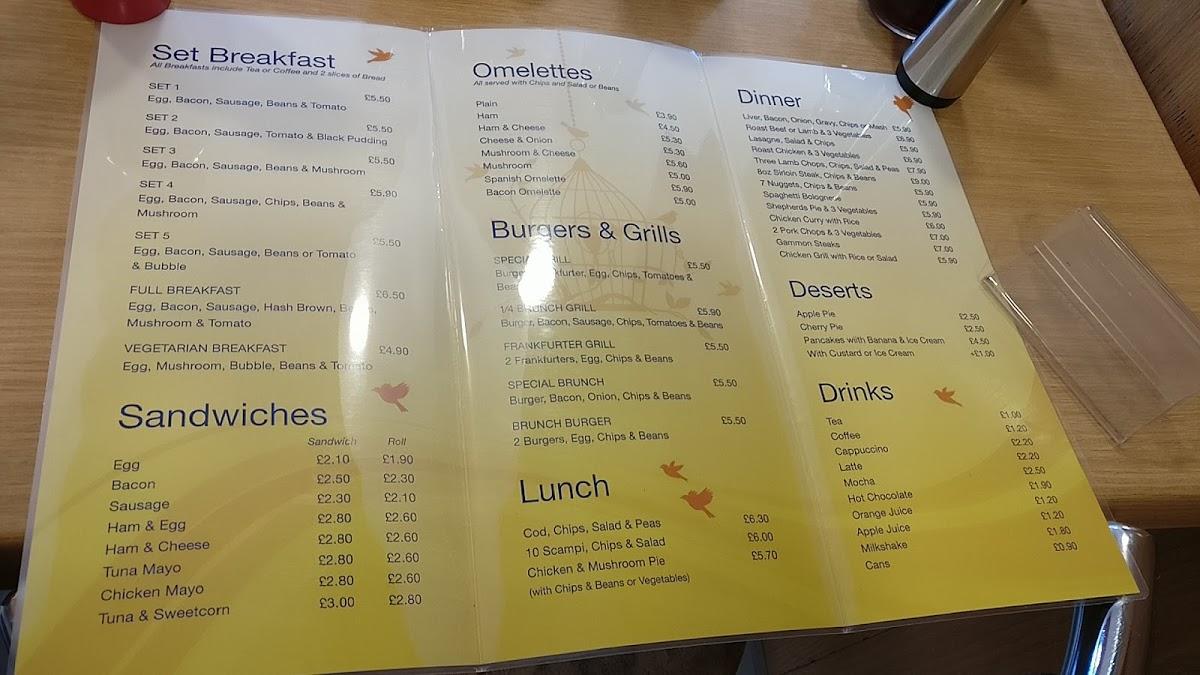 Menu at Canary Cafe & Restaurant, South Croydon