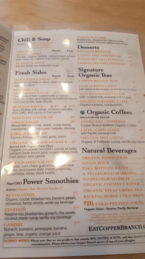 Menu at Copper Branch pub & bar, Mississauga, 6055 Mavis Rd