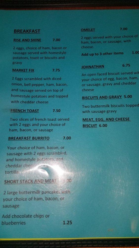 Menu at Corn Cafe, Corn, 207 W Main St