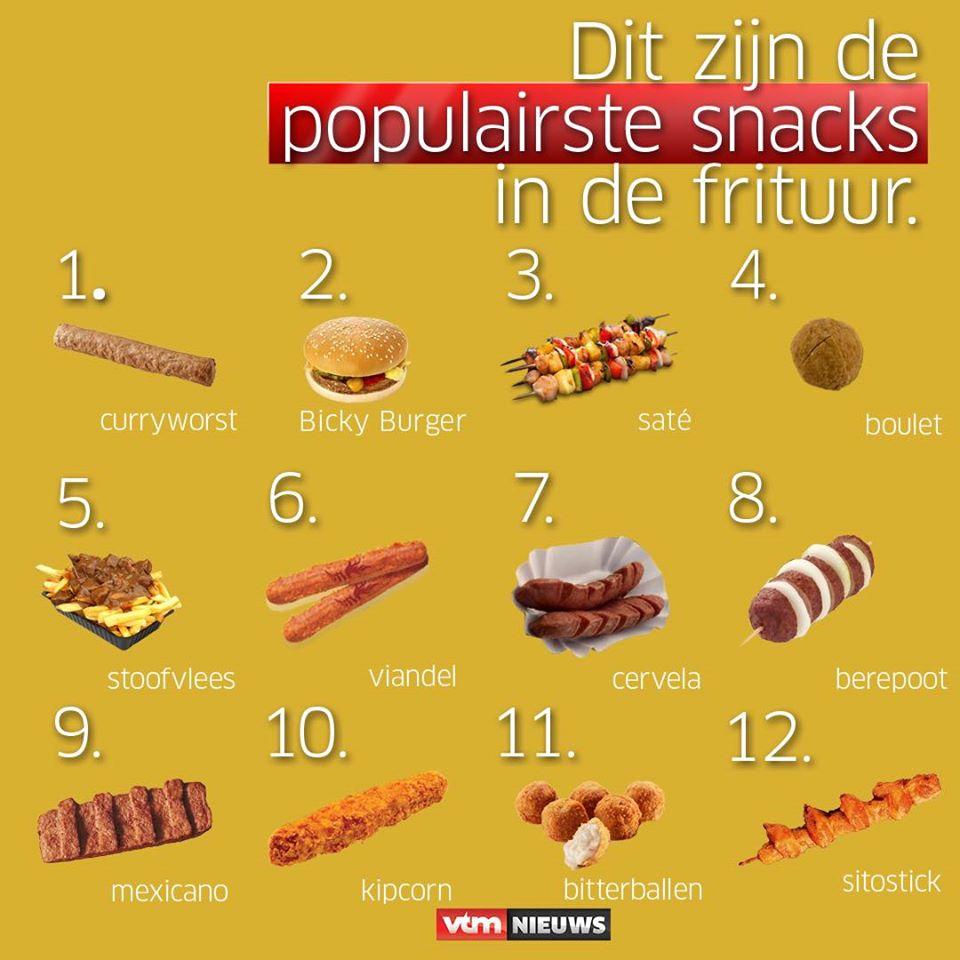 Menu at Frituur Warande, Diest