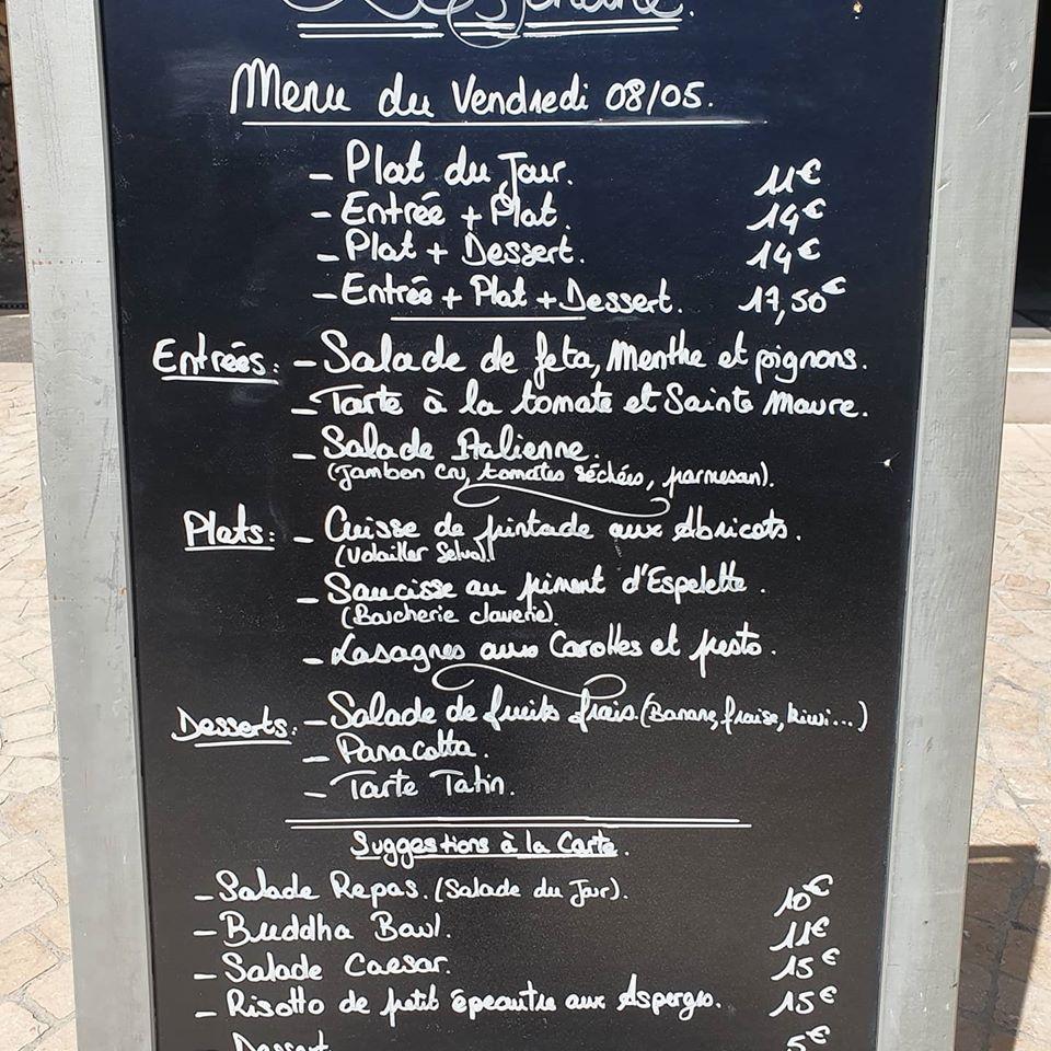 Menu at Le Johane restaurant, Béziers