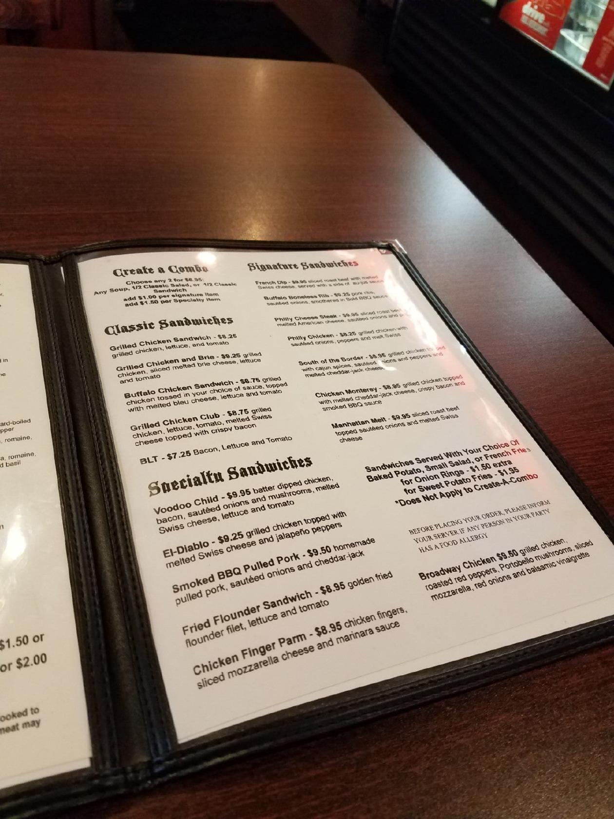 Menu at Lisa's Buffalo Grille restaurant, Greenlawn