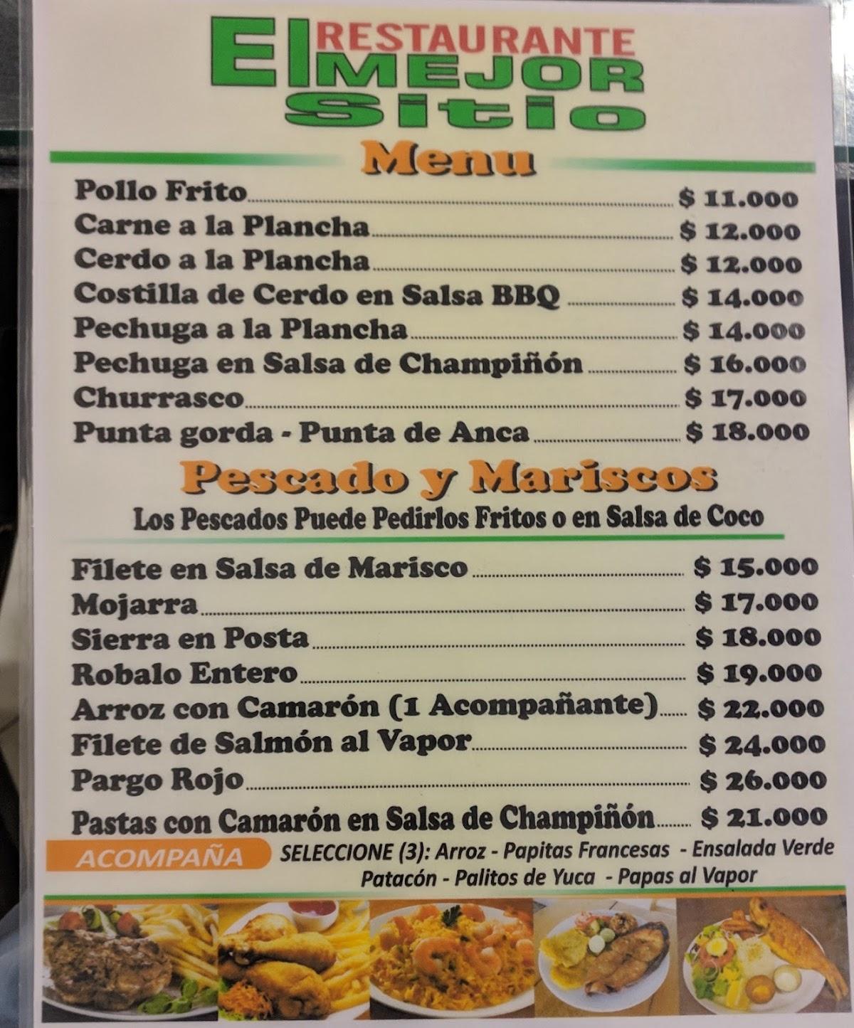 Menu at Restaurante El Mejor Sitio, Cartagena