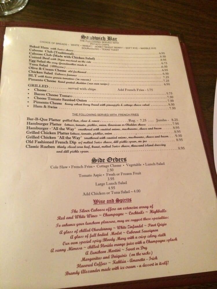 Menu at Silver Caboose Restaurant & Soda Fountain, Collierville