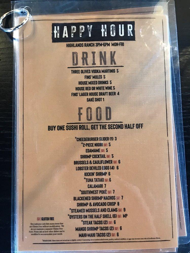 Menu at Smokin Fins Highlands Ranch restaurant, Highlands Ranch, Cpl ...