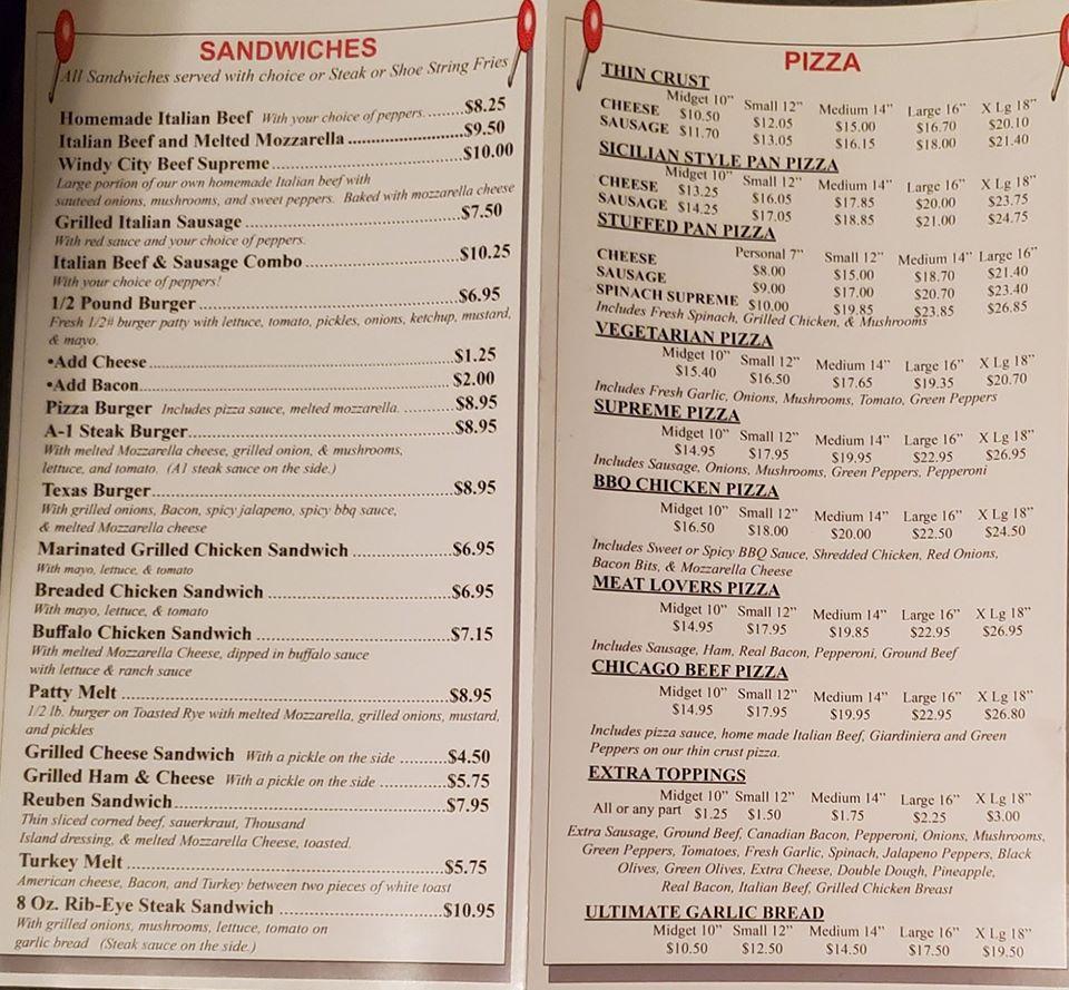 Menu at Windy City Pizza Kitchen restaurant, Hammond