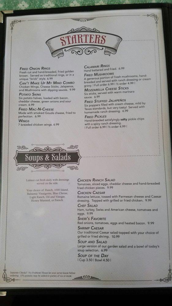 Menu at Blake's Cafe, McQueeney