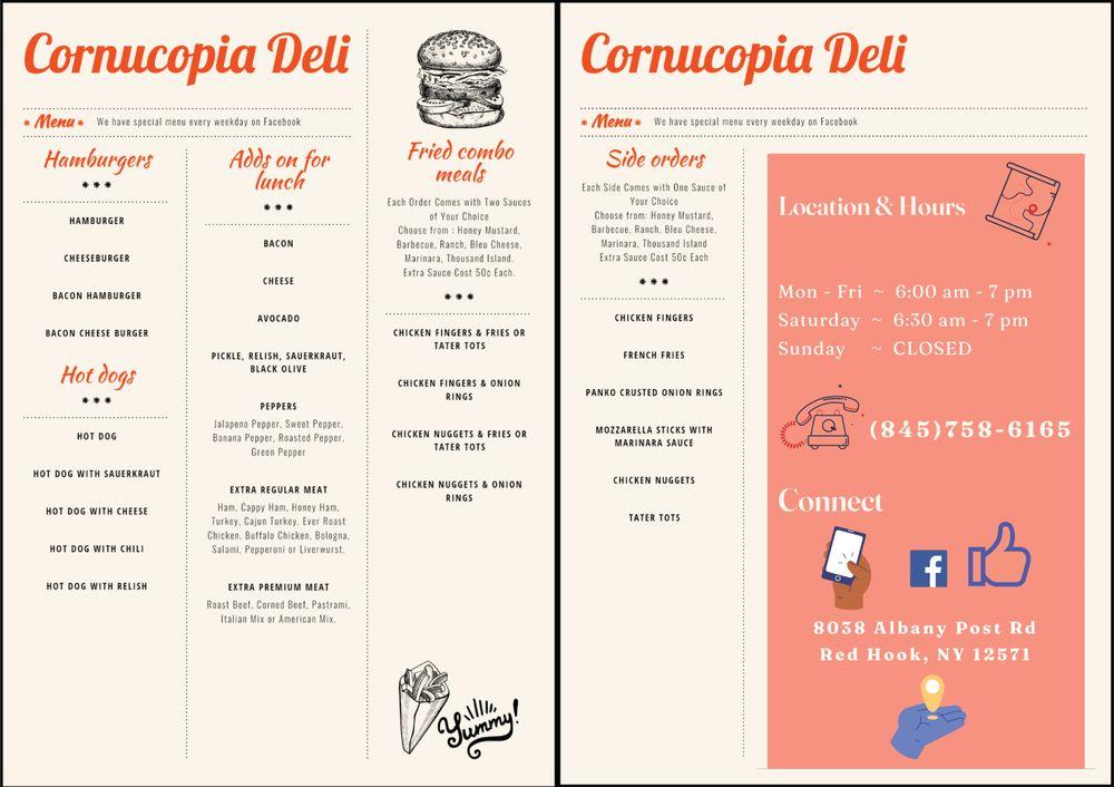Menu at Cornucopia Deli, Red Hook