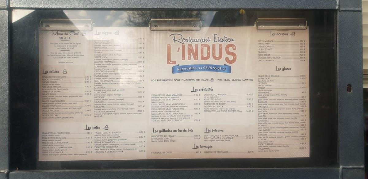 Menu au L'indus restaurant, Saint-Dizier