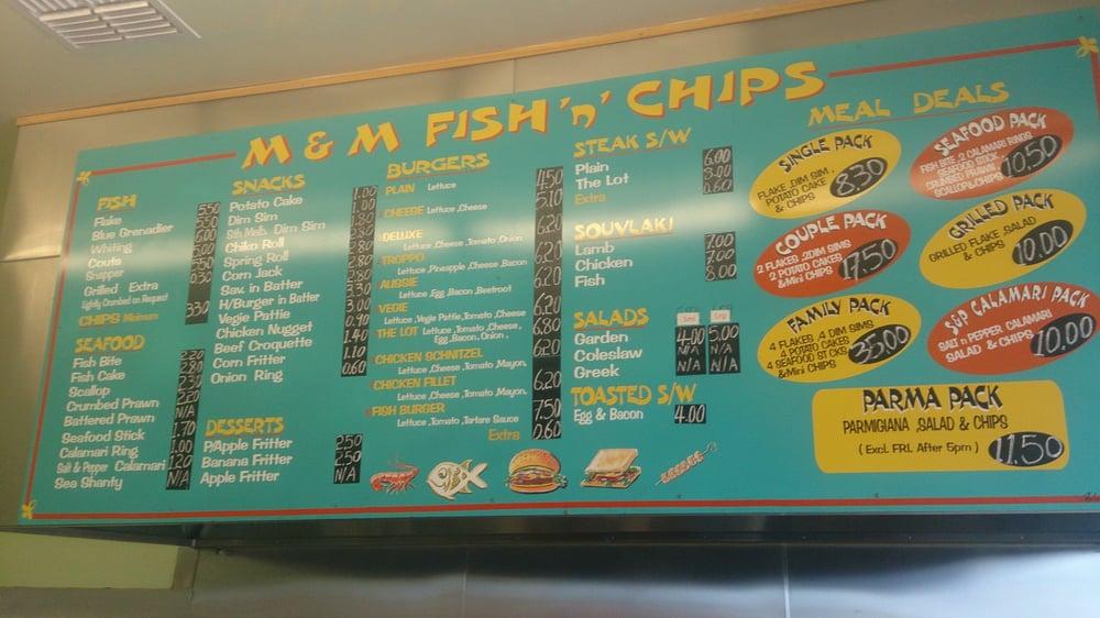 Menu at M & M Fish 'n' Chips restaurant, Coburg